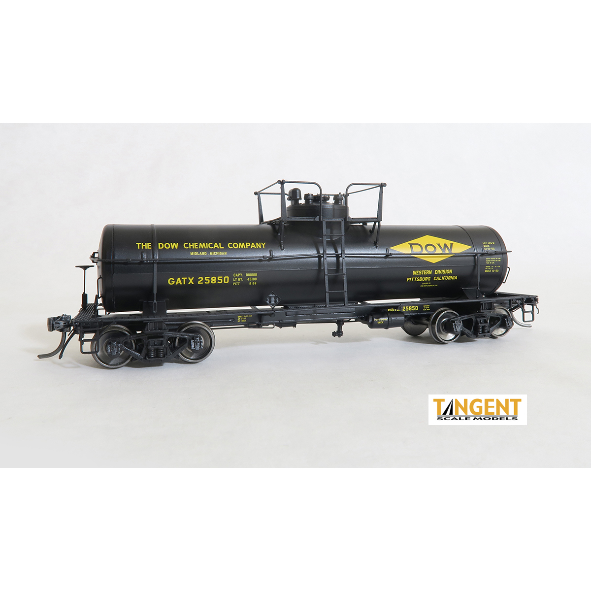 Tangent HO GATC 8,000 Gal. Welded Tank Car, 1952-Design DOW Chemicals ...