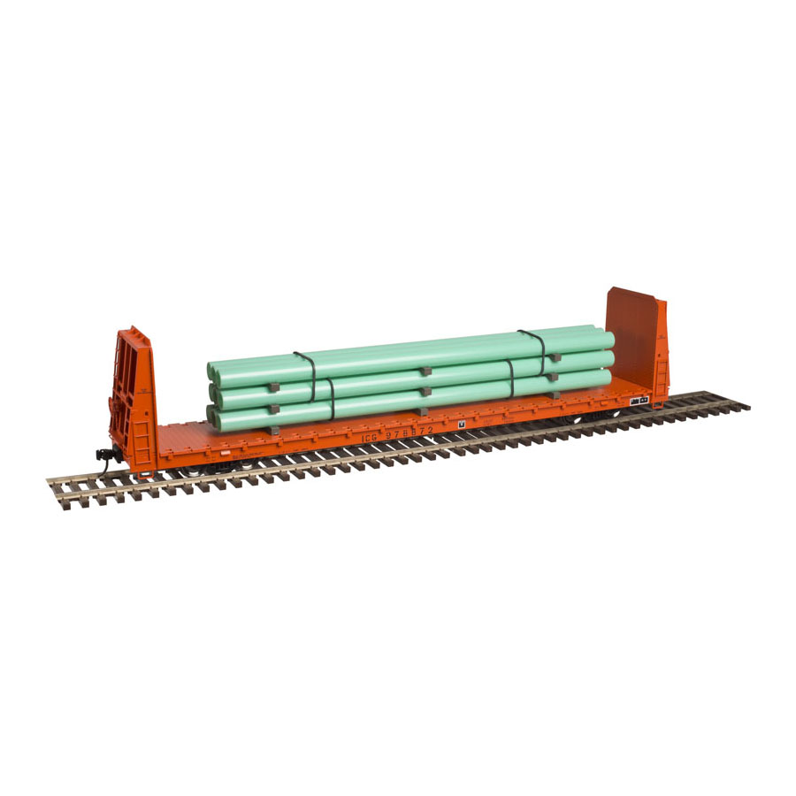 Atlas O Trainman 2 Rail 62' Bulkhead Flatcar Illinois Central Gulf w ...