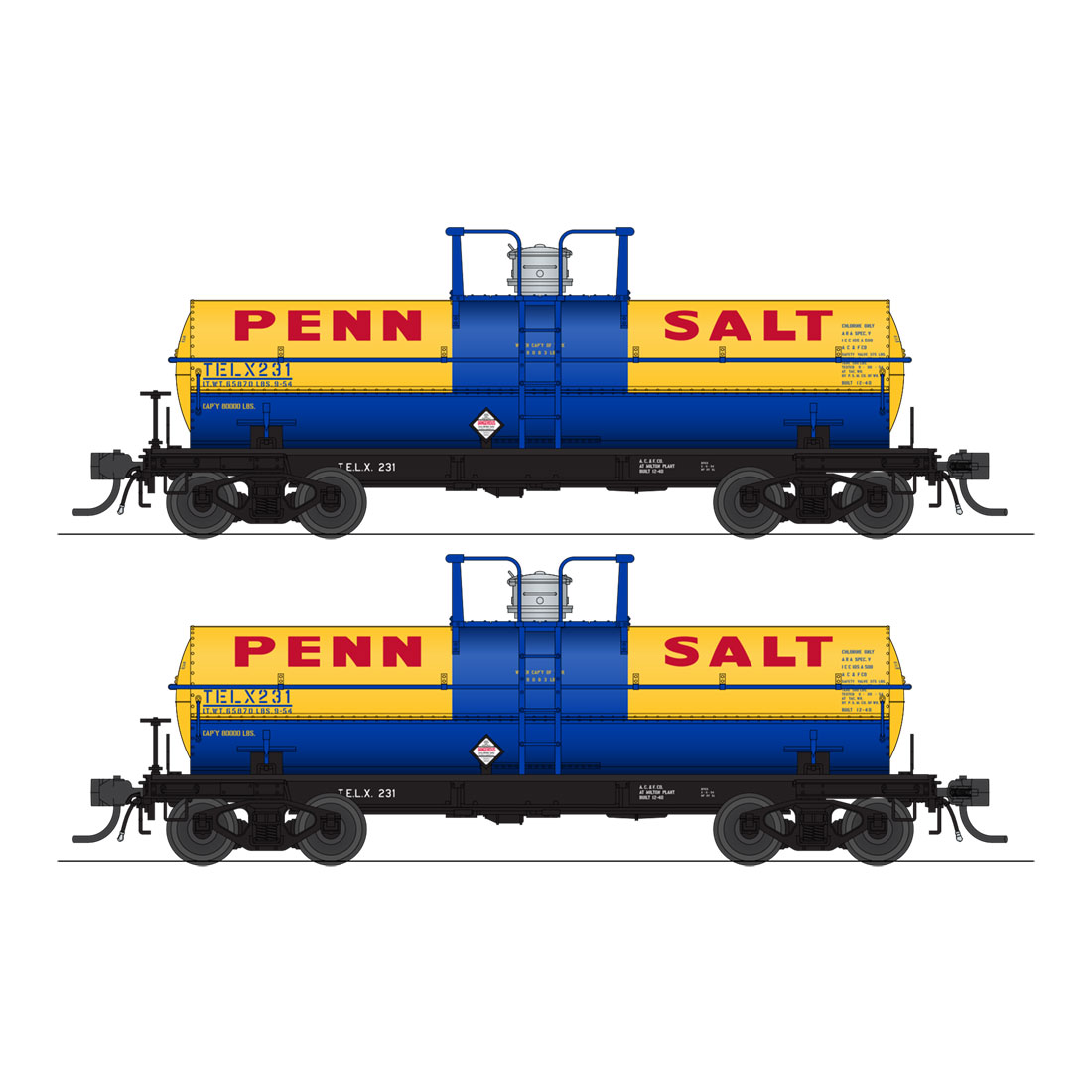 Broadway Limited HO 6,000 Gallon Tank Car Penn Salt 2 Pack - Spring ...