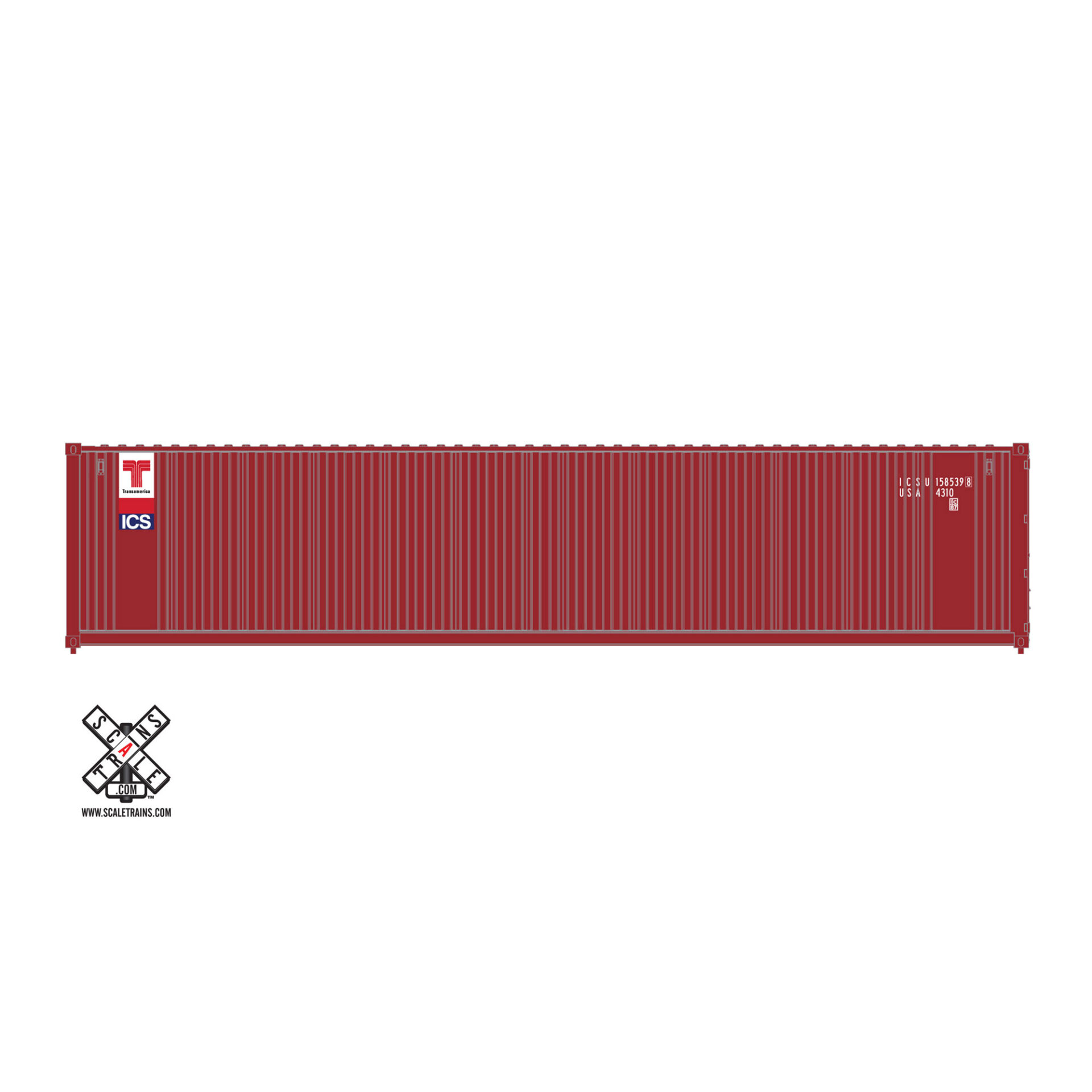 Scale Trains HO 40’ Square Corrugation Container TransAmerica 3 Pack ...