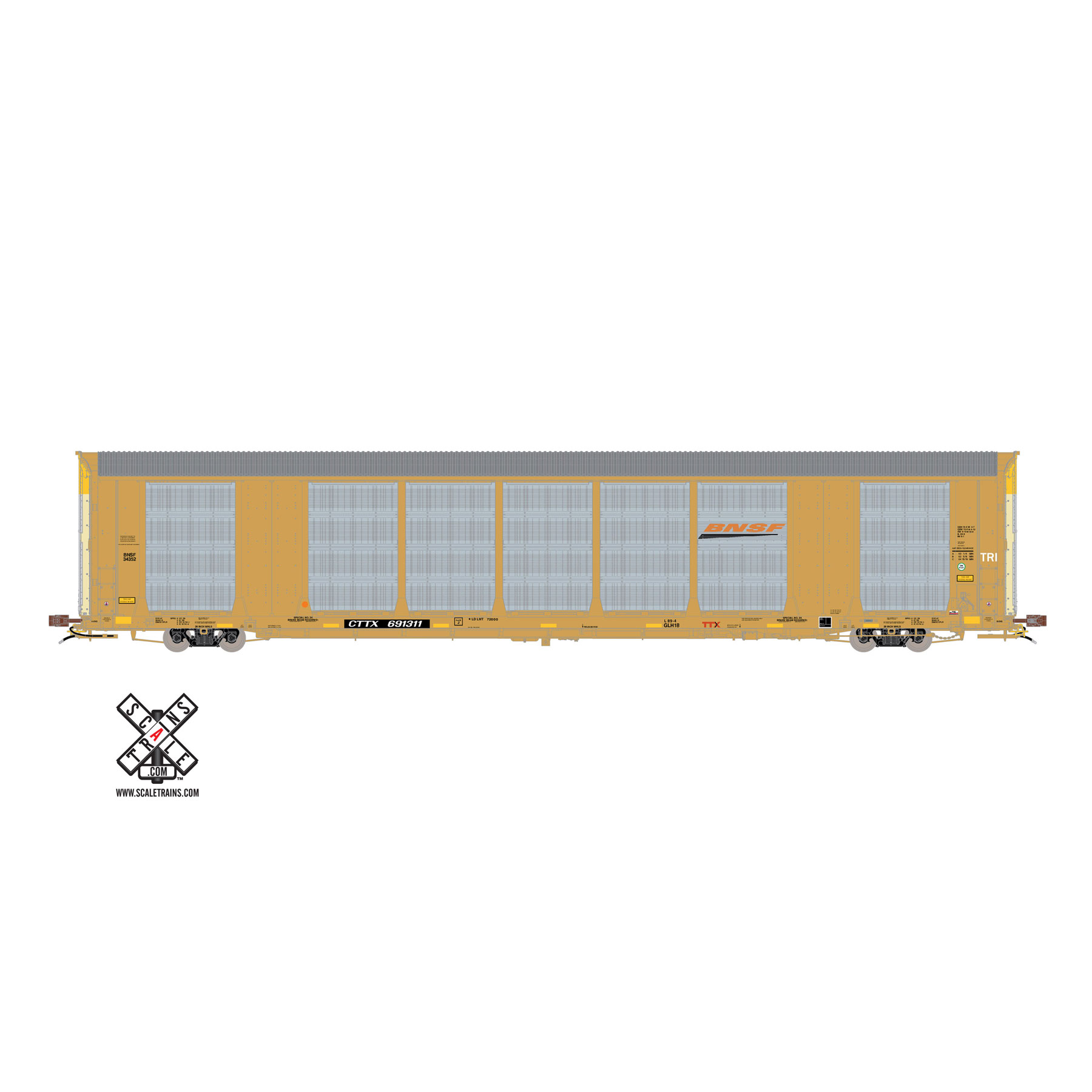 Scale Trains HO Rivet Counter Gunderson Multi-Max Autorack BNSF "Yellow ...