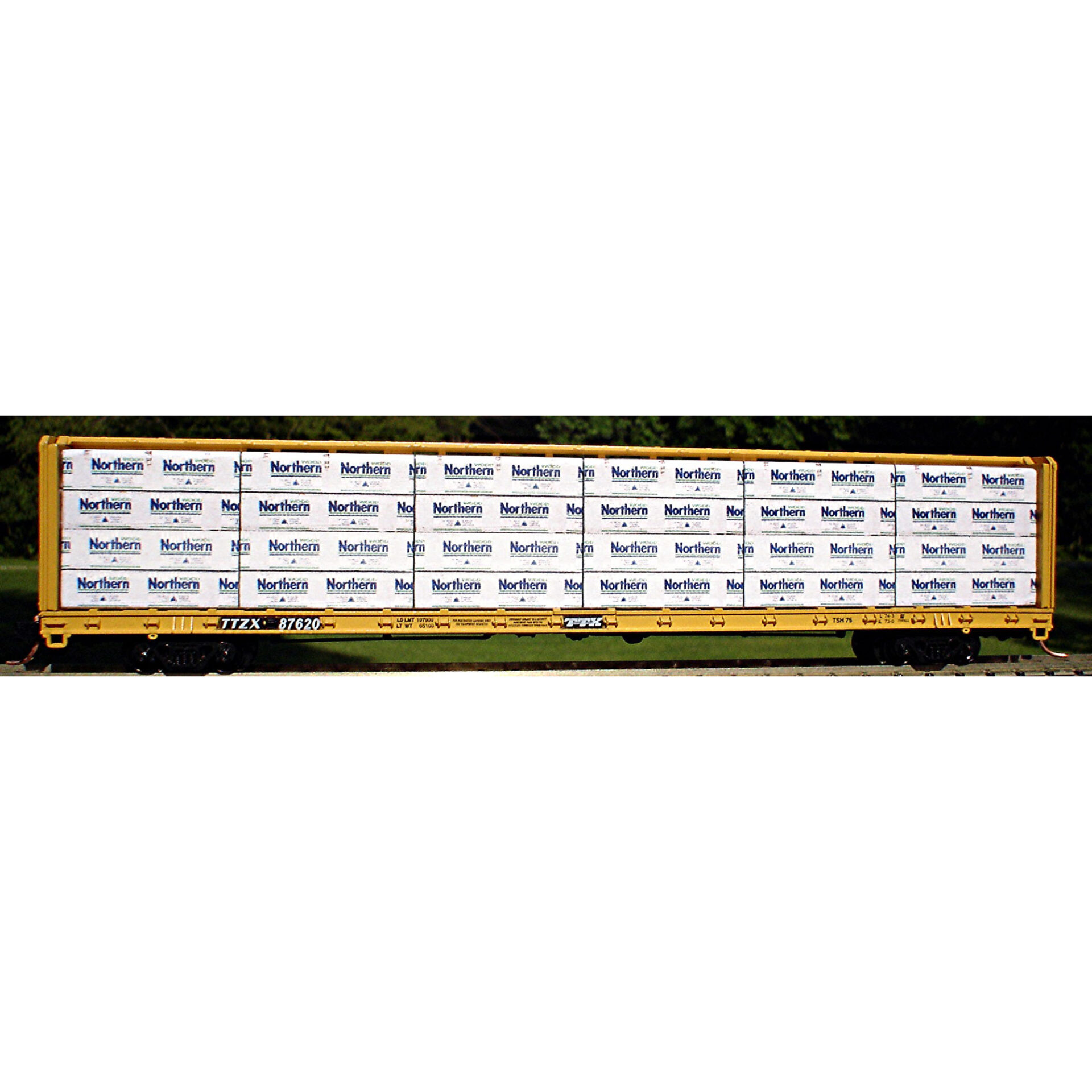 Columbus Trainmaster HO Scale Centerbeam Lumber Load Northern Wood ...