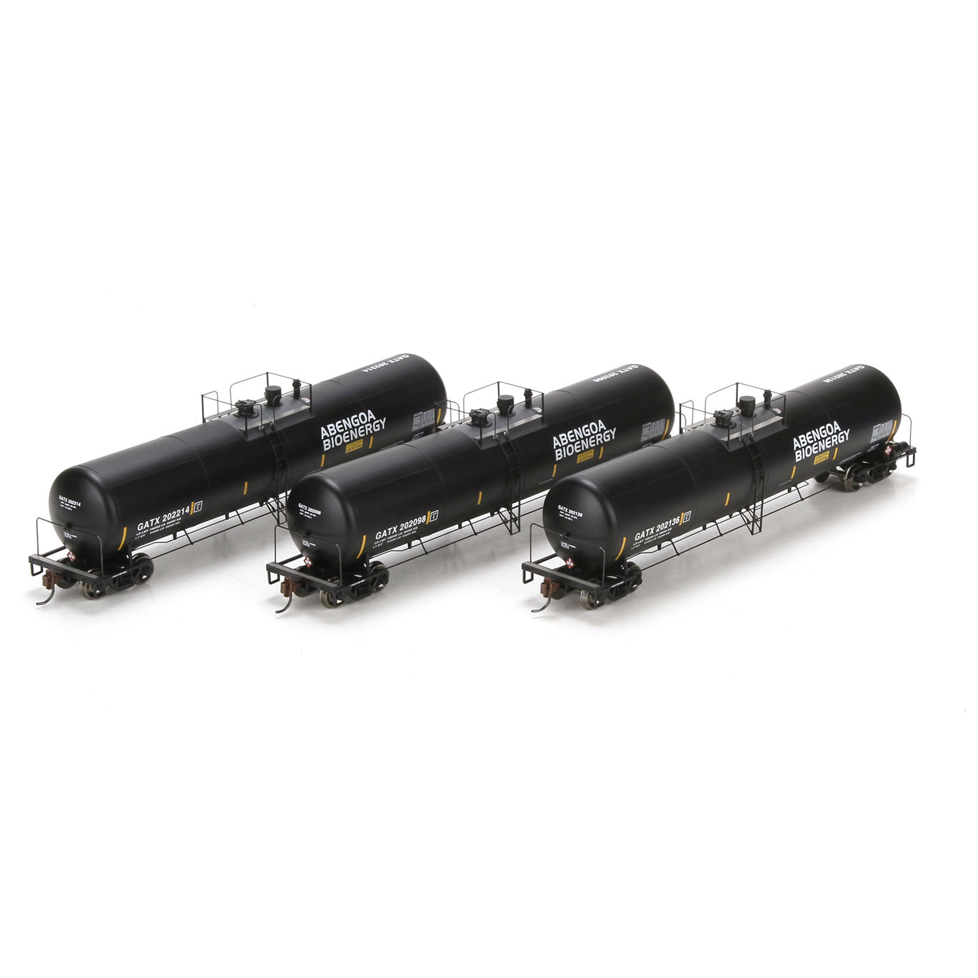 Athearn HO 30,000 Gallon Tank Car Abengoa Bioenergy "GATX" 3 Pack ...