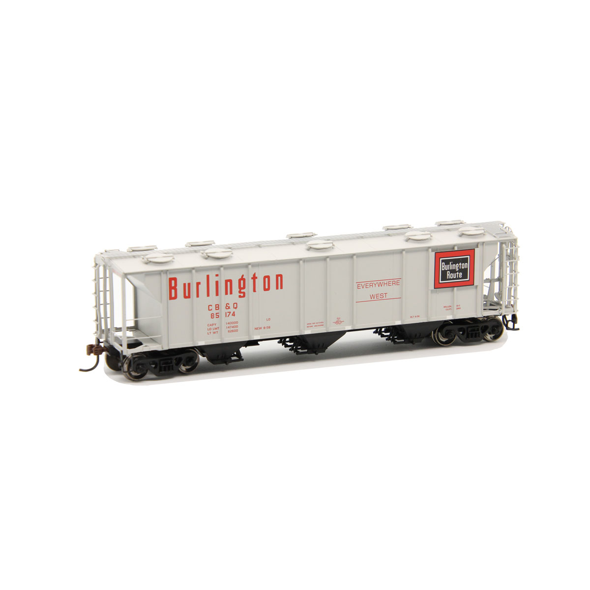 Athearn HO PS-2 2893 3-Bay Covered Hopper Chicago Burlington & Quincy ...