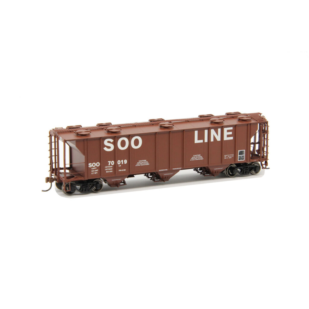 Athearn HO PS-2 2893 3-Bay Covered Hopper Soo Line "Brown" - Spring ...