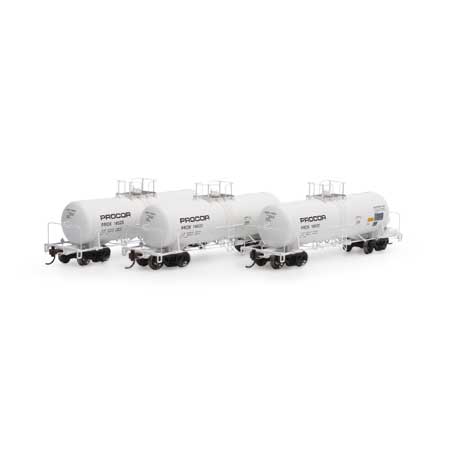Athearn Genesis HO 13,600 Gallon Acid Tank Car Procor "White" 3 Pack ...