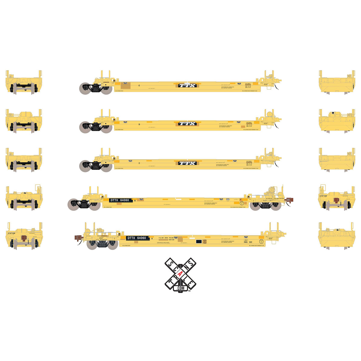 Scale Trains HO Rivet Counter PS Trinity Backpacker Well Car Trailer Train "Small TTX Speed Logo ...