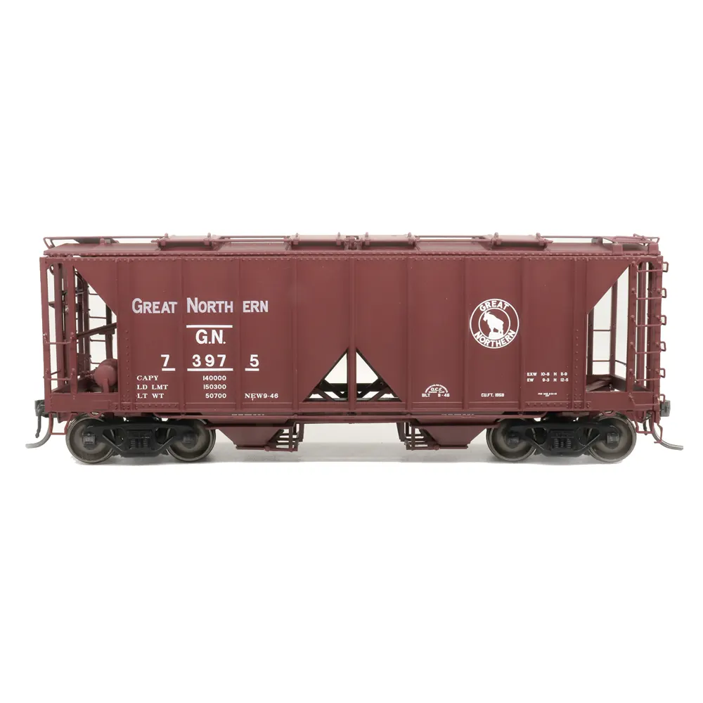 Intermountain HO 70 Ton 2 Bay Covered Hopper Open Sides Great Northern ...