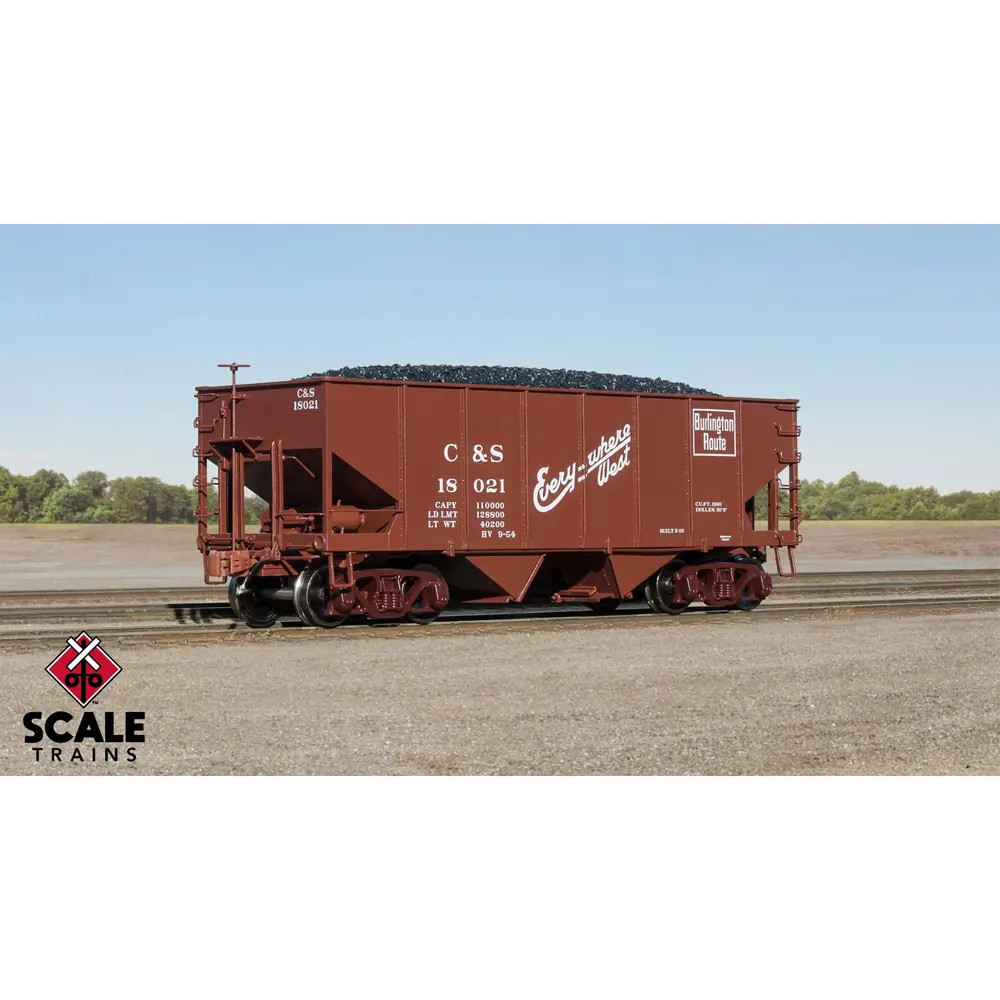 Scale Trains HO Fox Valley Models 55 Ton 2-Bay Open Hopper Colorado & Southern "Burlington ...