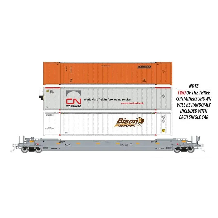 Rapido HO 53' Gunderson Husky-Stack Well Car Arkansas & Oklahoma "AOK ...