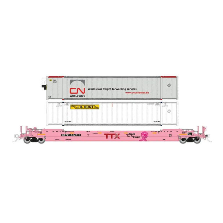 Rapido HO 53' Gunderson Husky-Stack Well Car Trailer Train "Pink On ...