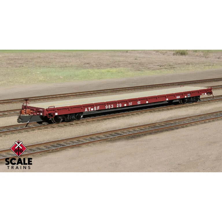ScaleTrains HO Fox Valley Models 60' PS F60GH Flat Car Santa Fe ...
