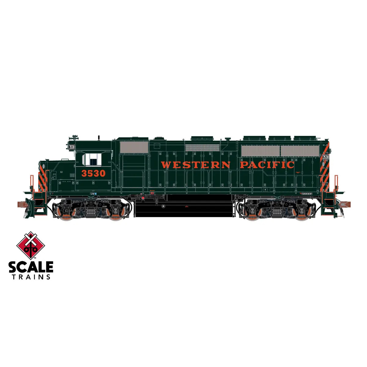 Scale Trains HO Rivet Counter GP40 Western Pacific "without Front Pilot Stripes" w/ DCC & Sound ...