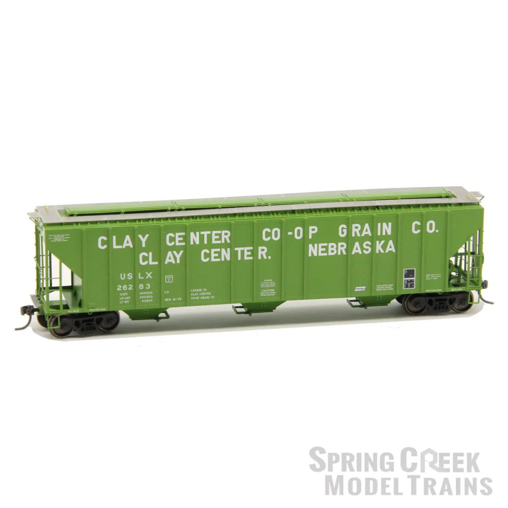 Spring Creek Exclusive HO Scale Trains ExactRail Evans 4780 Covered Hopper Farmers CO-OP Clay ...