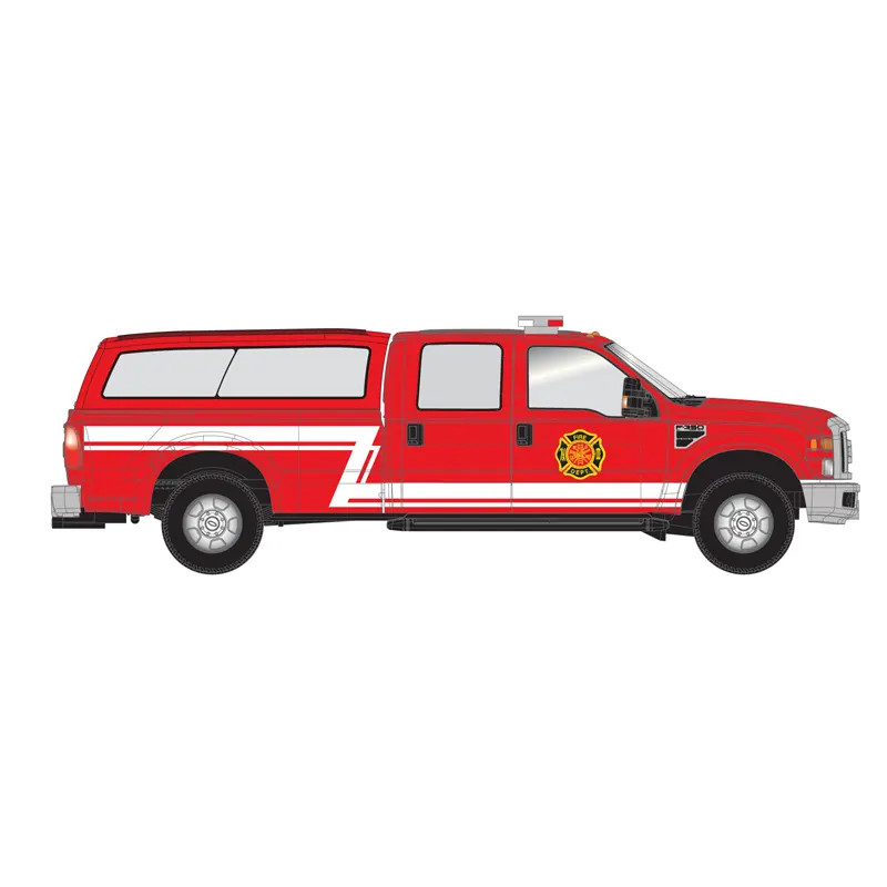 Atlas HO Ford 2008 F-350 Crew Cab Pickup Fire w/ Topper "Red & White Z ...
